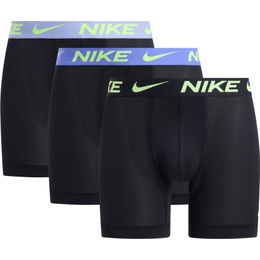 Boxershorts NIKE UNDERWEAR "BOXER BRIEF 3PK", Herren, Gr. S, 3 Stk., ewe schwarz, lght thistle, saphir, anthracit, Jersey, Obermaterial: 90% Polyester, 10% Elasthan, unifarben, k&ouml;rpernah, Unterhosen Boxershorts, mit NIKE Logo-Elastikbund