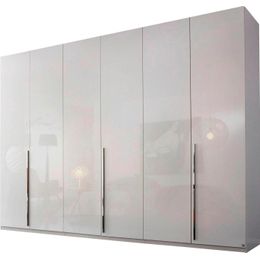 Dreht&uuml;renschrank Rauch "Kleiderschrank Schrank Garderobe W&auml;scheschrank BESTSELLER MONTCLAR", alpinwei&szlig;, hochglanz wei&szlig;, griffe chrom, B:301cm H:223cm T:60cm, Holzwerkstoff, Schr&auml;nke, Dreht&uuml;renschrank, Front in Glas/Hochglanz/Dekor/Grauspiegel in 5 Breiten MADE IN GERMANY