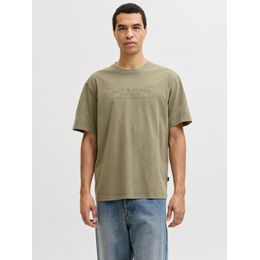 Jack & Jones T-Shirt JACK & JONES "JPRBLUAIDEN SS TEE", Herren, Gr. S, winter moss, Jersey, Obermaterial: 100% Baumwolle, bedruckt, regular fit normal, Rundhals, Shirts T-Shirt, Baumwolle, regular fit