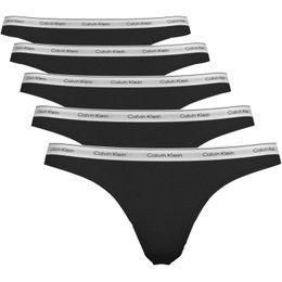 Tanga "THONG 5 PK", Damen, Gr. XS (34), schwarz, Jersey, Obermaterial: 90% Baumwolle, 10% Elasthan, Calvin Klein Underwear, unifarben, k&ouml;rpernah, Unterhosen Tanga, K&ouml;rpernahe Passform
