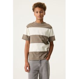 T-Shirt Garcia, Jungen, Gr. 164/170, taupe grau, Jersey, Obermaterial: 100% Baumwolle, gestreift, normal h&uuml;ftbedeckend, Rundhals, Shirts T-Shirt, mit Colorblocking, f&uuml;r Boys