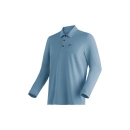 Langarm-Poloshirt Maier Sports "Long Pique Polo M", Herren, Gr. M, pastellblau, 60% Baumwolle, 40% Polyester, Rundhals, Shirts Langarm-Poloshirt