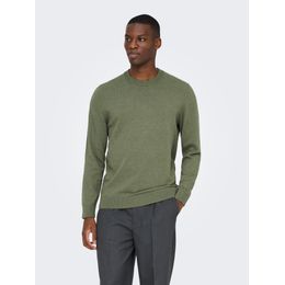Only & Sons Rundhalspullover ONLY & SONS "ONSREX LIFE REG 12 CREW KNIT", Herren, Gr. XXL, deep lichen gr&uuml;n, Strick, Obermaterial: 70% Baumwolle, 30% Polyester, unifarben, regular fit, Rundhals, Rippb&uuml;ndchen, Pullover Rundhalspullover