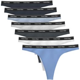 Tanga "THONG 7 PK", Damen, Gr. XS (34), shrln, shrln, sngstrs brzybl, snwhthr,, Jersey, Obermaterial: 90% Baumwolle, 10% Elasthan, Calvin Klein Underwear, unifarben, k&ouml;rpernah, Unterhosen Tanga, K&ouml;rpernahe Passform mit elastischem Bund
