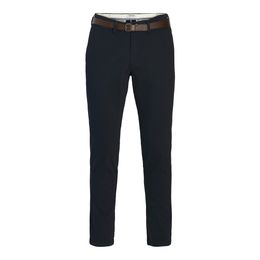 Jack & Jones PlusSize Chinohose "JPSTMARCO ADAM BELTED CHINO PLS", Herren, Gr. 48 (7XL), L&auml;nge 32, schwarz navy, Web, Obermaterial: 98% Baumwolle, 2% Elasthan, JACK & JONES PLUSSIZE, unifarben, slim fit kn&ouml;chellang, Hosen Chinohose