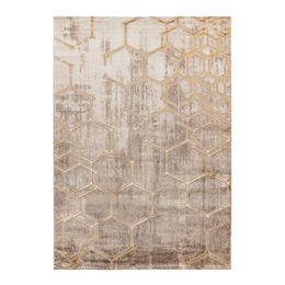 Teppich Kayoom "Mineral 525", beige, B:80cm H:12mm L:150cm, Polypropylen, Teppiche, Teppich, Kurzflor, Hoch Tief Struktur, Wohnzimmer
