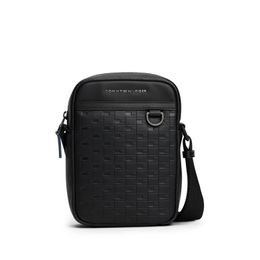 Umh&auml;ngetasche Tommy Hilfiger "TH MODERN MINI REPORTER", Herren, Gr. B/H/T: 16cm x 21cm x 7cm, schwarz, Lederimitat, Taschen Umh&auml;ngetasche, Men Schultertasche, Crossbody-Bag mit Flechtmuster