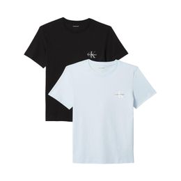 T-Shirt Calvin Klein Jeans "MONOLOGO CN 2 PACK TEE", Damen, Gr. L (42), plein air, schwarz, Single Jersey, Obermaterial: 100% Baumwolle, klassisch normal, Rundhals, eingesetzt abgesteppte Kante, Shirts T-Shirt, Logoschriftzug