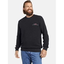 Strickpullover Jan Vanderstorm "Pullover ALBREKT", Herren, Gr. XXXL, grau (dunkelgrau), Obermaterial: 55% Polyacryl PAN. 45% Baumwolle CO., unifarben, normal, Rundhals, Pullover Strickpullover
