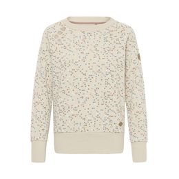 Longpullover oxmo "Sweater OXBEA SWEATSHIRT", Damen, Gr. L, beige (oyster), Obermaterial: 55% Polyester PES. 45% Baumwolle CO., Pullover Longpullover