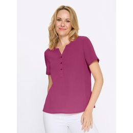 Schlupfbluse Classic Basics, Damen, Gr. 46, pink (erika), 100% Polyester, unifarben, Rundhals, Blusen Schlupfbluse