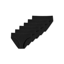 Slip Schiesser "Slip 6er Pack", Damen, Gr. 46, schwarz, Obermaterial: 95% Baumwolle CO. 5% Elasthan EL., Unterhosen Slip