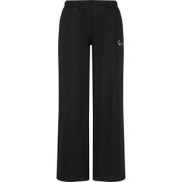 Stoffhose Karl Kani "Karl Kani Signature Straight Leg Sweatpants", Damen, Gr. L, US-Gr&ouml;&szlig;en, schwarz, 65% Baumwolle, 35% Polyester, unifarben, loose fit, Hosen Stoffhose