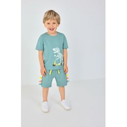 Sweatshorts Blue Seven, Jungen, Gr. 104, N-Gr, gletscher, Jersey, Obermaterial: 100% Baumwolle, kontrastfarbene Details, unifarben, Basic knieumspielend, Hosen Sweatshorts