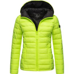 Steppjacke Marikoo "Luci", Damen, Gr. XS (34), gr&uuml;n (neongr&uuml;n), Obermaterial: 100% Nylon; Futter: 100% Polyester; Wattierung: 100% Polyester; &Auml;rmelfutter: 100% Polyester, figurbetont h&uuml;ftbedeckend, &Auml;rmel ohne &Auml;rmelschlitz normaler Saum, Jacken Steppjacke, modische Damen &Uuml;bergangsjacke mit gro&szlig;er Kapuze