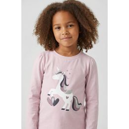 Langarmshirt name it "NMFTEARTA LS TOP", M&auml;dchen, Gr. 98, dawn pink, Jersey, Obermaterial: 95% Baumwolle, 5% Elasthan, bedruckt, unifarben, normal, Rundhals, Shirts Langarmshirt