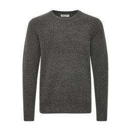 Strickfleece-Pullover Casual Friday "Strickpullover CFHEINE", Herren, Gr. L, grau (dunkelgrau melange), Obermaterial: 65% Polyacryl PAN. 27% Nylon NY. 5% Wolle mw. 3% Polyester PES., Pullover