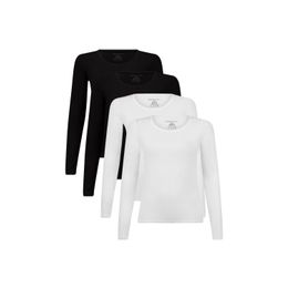 Unterhemd Bamboo basics "Longsleeve LARA 4er Pack", Damen, Gr. L, N-Gr, schwarz (schwarz, wei&szlig;), Obermaterial: 68% Viskose CV. 28% Baumwolle CO. 4% Elasthan EL., Unterhemden Unterhemd