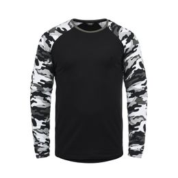 !Solid Rundhalsshirt SOLID "Rundhalsshirt SDCajus", Herren, Gr. XXL, schwarz (bla grau), Obermaterial: 100% Baumwolle CO., Shirts Rundhalsshirt