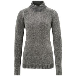Longpullover oxmo "Pullover OXEstella", Damen, Gr. L, grau (pewter), Obermaterial: 100% Polyester PES., Pullover Longpullover