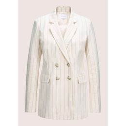 Madeleine Mode Jackenblazer MADELEINE "Blazer Oversize-Blazer mit Nadelstreifen", Damen, Gr. 36, wei&szlig; (perlwei&szlig;, grau), Obermaterial: 55% Baumwolle CO. 20% Leinen LI. 20% Polyester PES. 5% sonstige Fasern AF., Blazer