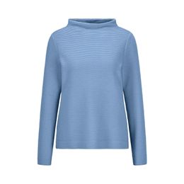Rundhalspullover GOLDNER "Langarm Ottoman-Design, Turtleneck", Damen, Gr. 38, blau, Obermaterial: 47% Polyester PES. 47% Viskose CV. 6% Elasthan EL., Pullover Rundhalspullover