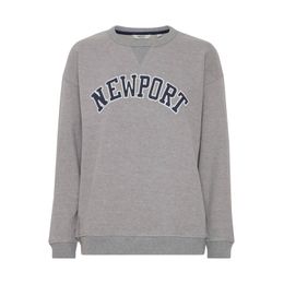 Longpullover oxmo "Sweatshirt OXColeen", Damen, Gr. S, grau (medium grau melange), Obermaterial: 100% Baumwolle CO., Sweatshirts Longpullover