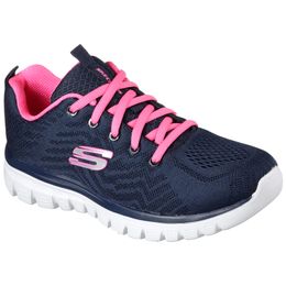 Sneaker Skechers "GRACEFUL - GET CONNECTED", Damen, Gr. 36, blau (navy, pink), Textil, Schuhe Sneaker, Freizeitschuh, Halbschuh, Schn&uuml;rschuh in Schuhweite G (weit)