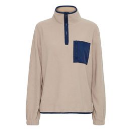 Sweater oxmo "Troyer OXPiala", Damen, Gr. S, beige (doeskin), Obermaterial: 100% Polyester PES., Pullover Sweater
