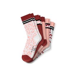 Kurzsocken Schiesser "Socken Legwear Teens 5er Pack", Kinder, Gr. 39-42, rot (rot, rosa, wei&szlig;), Obermaterial: 75% Baumwolle CO. 24% Polyamid PA. 1% Elasthan EL., Socken