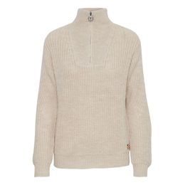 Troyer oxmo "Troyer OXNancy", Damen, Gr. XXL, beige (cement melange), Obermaterial: 85% Polyacryl PAN. 15% Wolle WO., Pullover Troyer