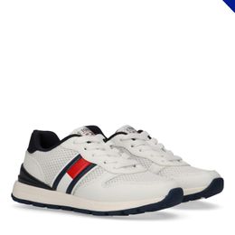 Sneaker Tommy Hilfiger, Herren, Gr. 37, wei&szlig;, blau, Lederimitat, Textil, Schuhe Sneaker, Freizeitschuh, Halbschuh, Schn&uuml;rschuh mit Logoverzierung
