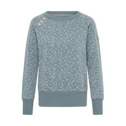 Longpullover oxmo "Sweater OXBEA SWEATSHIRT", Damen, Gr. L, blau (blaustone), Obermaterial: 55% Polyester PES. 45% Baumwolle CO., Pullover Longpullover