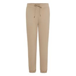 Chinohose oxmo "Chinohose OXHENNA PANTS", Damen, Gr. L, N-Gr, beige (dune), Obermaterial: 73% Polyester PES. 23% Viskose CV. 4% Elasthan EL., Hosen Chinohose