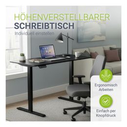 Juskys H&ouml;henverstellbarer Schreibtisch Office Stand 120x60cm - elektrisch, Memory-Funktion - Schwarz