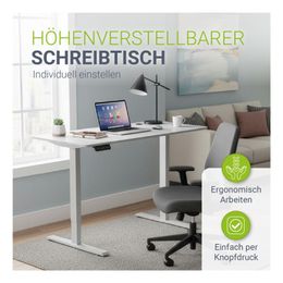 Juskys H&ouml;henverstellbarer Schreibtisch Office Stand 140x60cm - elektrisch, Memory-Funktion - Wei&szlig;