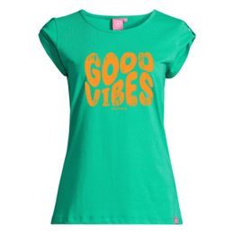 T-Shirt SALZHAUT "Shirt BIIKE - GOOD VIBES", Damen, Gr. XL, gr&uuml;n (mint, neon orange), Obermaterial: 100% Baumwolle CO., Shirts T-Shirt