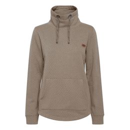 Longpullover oxmo "Sweatshirt OXAmini", Damen, Gr. M, grau (gray melange), Obermaterial: 60% Baumwolle CO. 40% Polyester PES., Pullover Longpullover