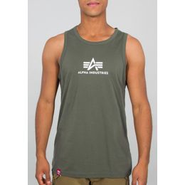 Tanktop Alpha Industries "BASIC TANK", Herren, Gr. XL, gr&uuml;n (schwarzoliv), Single Jersey, Obermaterial: 100% Baumwolle, bedruckt, k&ouml;rpernah h&uuml;ftbedeckend, tiefer Rundhals, Tops Tanktop