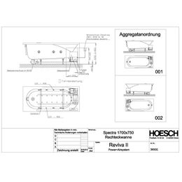 Hoesch Whirlwanne Spectra Rechteck 1700x750 mit System Reviva II Power+ Air 3650E.010305002
