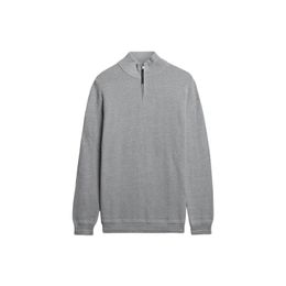 Sweatshirt Superdry "Strickpullover Cotton Texture Henley", Herren, Gr. M, grau (hellgrau), Obermaterial: 100% Baumwolle CO., Sweatshirts Sweatshirt