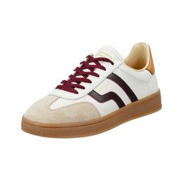 Sneaker Gant "Cuzima", Damen, Gr. 41, sanftes wei&szlig;, plum rot, Leder, Veloursleder, colorblocking, Schuhe Sneaker, Retro Sneaker, Schn&uuml;rschuh mit Lederinnenausstattung