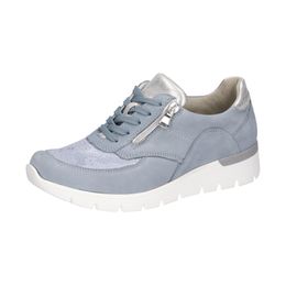 Waldl&auml;ufer Schn&uuml;rschuh WALDL&Auml;UFER "K-RAMONA-Soft", Damen, Gr. 8,5 (42,5), silber (hellblau, silberfarben), Nappaleder, Nubukleder, Textil, kontrastfarbene Details, Schuhe Schn&uuml;rschuh, Freizeitschuh, Halbschuh mit Orthotritt-Ausr&uuml;stung, K-Weite