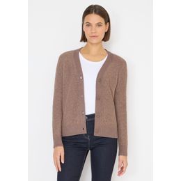 Cardigan Cecil, Damen, Gr. XXL (46), chocolate mousse melange, Web, 53% Baumwolle, 23% Polyacryl, 18% Polyester, 5% Nylon, 1% Elasthan, unifarben, comfort fit normal, V-Ausschnitt, Rippb&uuml;ndchen, Strickjacken, mit Knopfleiste