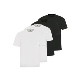 T-Shirt Hajo "T-Shirt 4er Pack", Herren, Gr. L, schwarz (schwarz, wei&szlig;), Obermaterial: 100% Baumwolle CO., Shirts T-Shirt