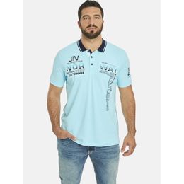 Poloshirt Jan Vanderstorm "Poloshirt JERKER", Herren, Gr. 6XL, blau (t&uuml;rkis), comfort fit normal, ohne Ausschnitt, Shirts, aus weichem Baumwoll-Piqu&eacute;