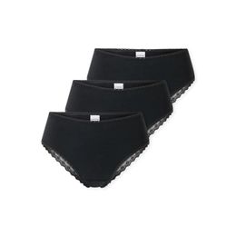 Slip Schiesser "Slip 3er Pack", Damen, Gr. M, schwarz, Obermaterial: 95% Baumwolle CO. 5% Elasthan EL., Unterhosen Slip