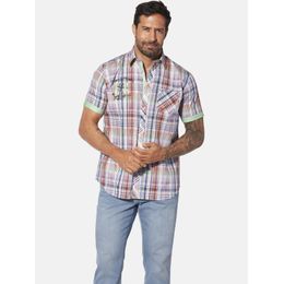 Kurzarmhemd Jan Vanderstorm "Kurzarmhemd OLIAN", Herren, Gr. XXXL, weit, bunt (orange kariert), Obermaterial: 100% Baumwolle CO., comfort fit, Hemden