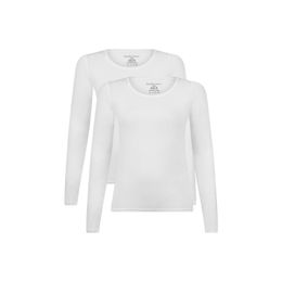 Unterhemd Bamboo basics "Longsleeve LARA 2er Pack", Damen, Gr. M, N-Gr, wei&szlig;, Obermaterial: 68% Viskose CV. 28% Baumwolle CO. 4% Elasthan EL., Unterhemden Unterhemd