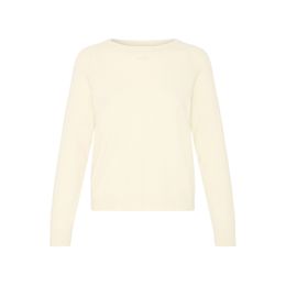 Strickfleece-Pullover oxmo "Strickpullover OXBMMNORA RAGLAN JUMPER", Damen, Gr. M, beige (oatmeal melange), Obermaterial: 52% Viskose CV. 28% Polyester PES. 20% Polyamid PA., Pullover